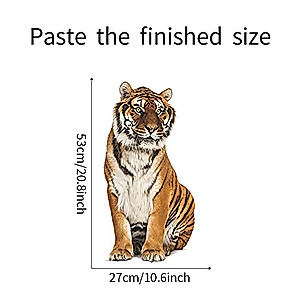 ROFARSO Lifelike Cool Tiger Jungle Animal Wall Stickers Removable Wall Decals Art Decorations Decor for Bedroom Living Room Murals
