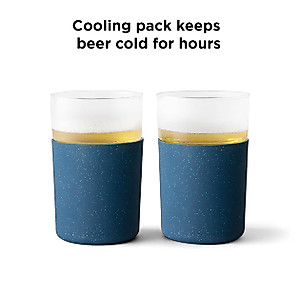 Rabbit R5-21308 Freezable Glasses, Set of 2, Speckled Navy,12 fl oz