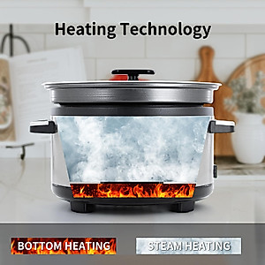 Eamoment 5.5QT Programmable Slow Cooker With Timer,Non Stick Aluminum Alloy Liner.SLOW COOK HIGH/SLOW COOK LOW/WHITE RICE/STEAM/SAUTE/WARM/DELAY,and Other Practical Functions