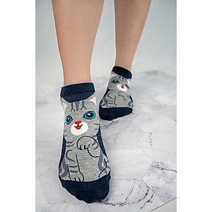RATIVE Women's Ankle Fun Cute Socks for Cat Animals Lovers Funny Novelty Gifts (6-9, 10-pairs/all cats)