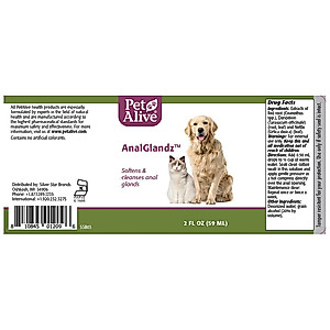 PetAlive AnalGlandz - Natural Herbal Cleansing Solution for The Anal Glands of Dogs and Cats - 59 mL