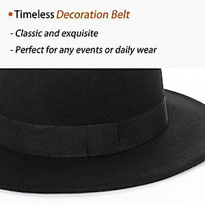 Women-Pork-Pie-Wide-Brim-Hat - Wide-Brim-Fedora-Hat with Band-Lady-PanamaHats Trilby-Cap-Autumn-Winter-Black