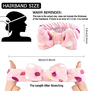 Coral Fleece Makeup Headbands with Bowknot, Face Washing Shower Headwraps for Women and Girls, Birthday Party Supplies 8PCS (Bow Hair Band-D)