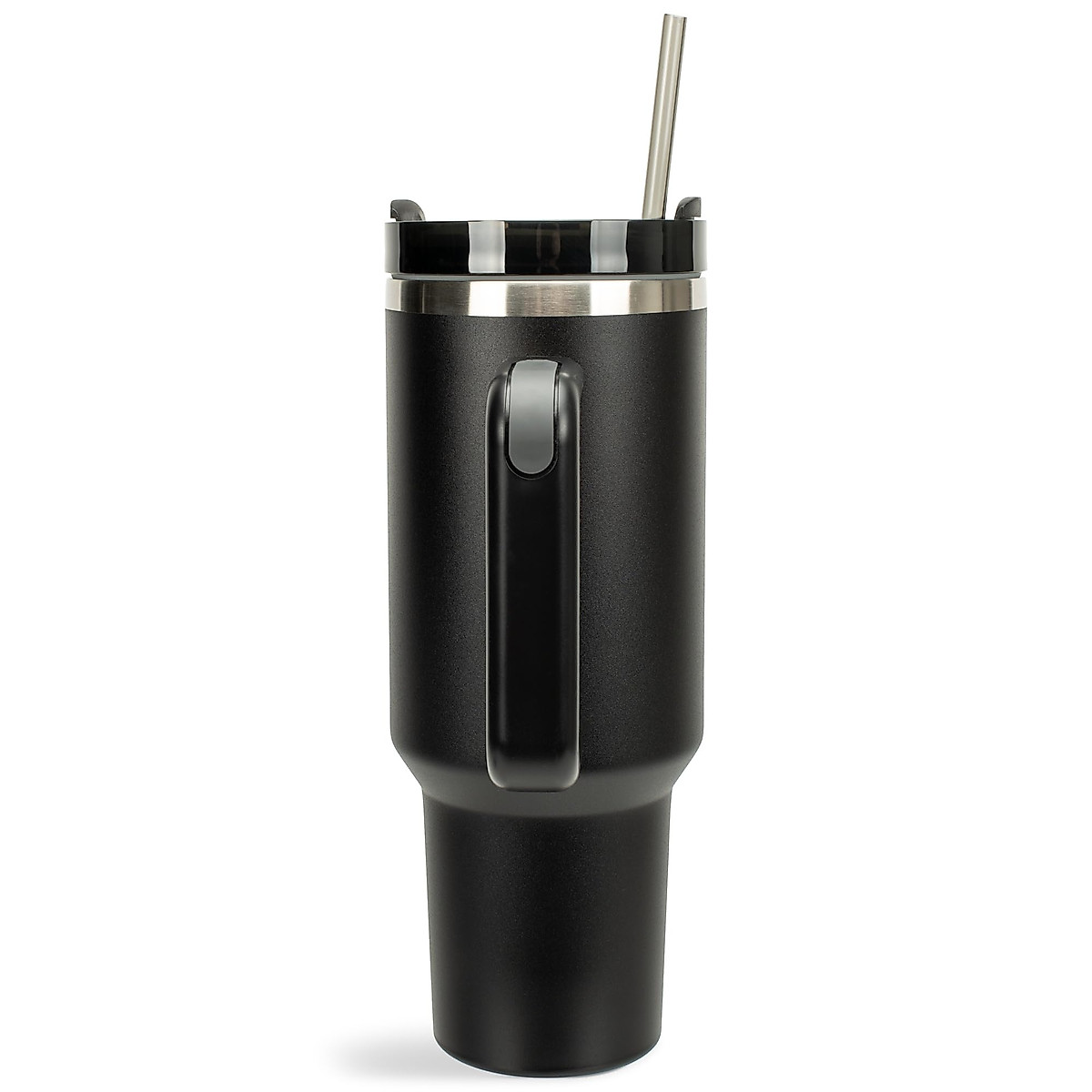 100 North | 40 oz Stainless Steel Double Wall Insulated Travel Tumbler With Handle, Straw, and Lid, World's Greatest Carpenter Black