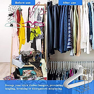 Hanger Stacker Clothes Hanger Organizer Rack Sturdy Stainless Steel Clothes Caddy Storage Holder Stacker for Closet & Room Tidier Laundry Rooms Drying Rack