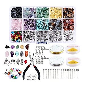 JGQGB Natural Stone Beads Set Irregular Gemstones Crystal Loose Rocks Bead for Bracelet Jewelry Making Crafting DIY