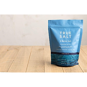 True Salt Fine Grain Salt - All Natural Gourmet Sea Salt - Perfect for Keto, BBQs, Grilling, Pasta, Sauces, Soups, Baking, Rubs, Steak, Chicken, Vegetables, Seafood, Bread, and Popcorn - 16 oz bag
