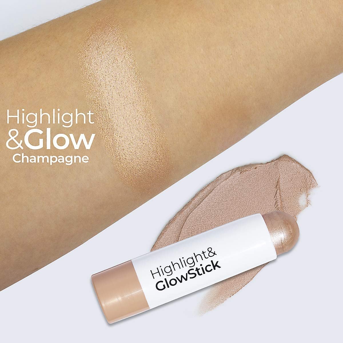 MCoBeauty Highlight and Glow Stick - Luminous Cream Balm Highlighter Stick - Illuminating Cheek Contour With Dewy Finish - Formulated With Ultra Fine, Light Reflecting Particles - Champagne - 0.35 Oz