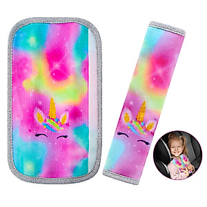 Car Pillow for Kids - Farcohy Seat Belt Cover for Kids Unicorn Seat Belt Pillow Kids Car Seatbelt Covers Seatbelt Cushion for Kids, Seat Strap Pillows Kids