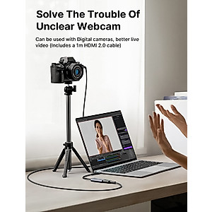 Video Capture Card 4K, JSAUX External Camera Adapter HDMI to USB Video Audio Recording in 1080P@30Hz, 4K@30Hz for Streaming, Home Office, Live Broadcasting, Video Conference, Teaching, Gaming(Grey)