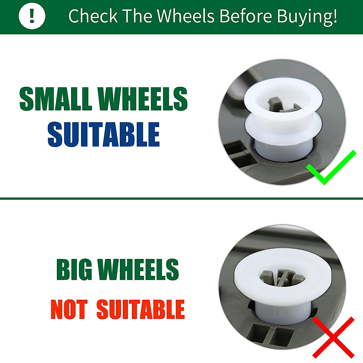 (Packs of 10) W10350376 (2) W10195840 (2) W10195839 (2) W10250160 (2) W10508950 (2) for Dishwasher Parts Upper Rack,0.9" Diameter Wheel, kitchen Aid kenmore Dishwasher Replacement Parts