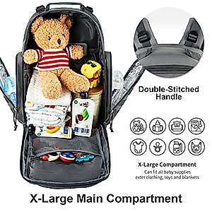 SHARKMOUTH Diaper Bag Backpack for Dad and Mom, Military Molle diaper Pack with Insulated Bottle Holders and Wipe Pocket