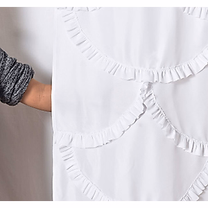 DOSLY IDÉES White Ruffle Fabric Shower Curtain for Bathroom,Mermaid Pattern,Farmhouse,Country Rustic,Cute,Washable and Waterproof,72x84 Inch Long