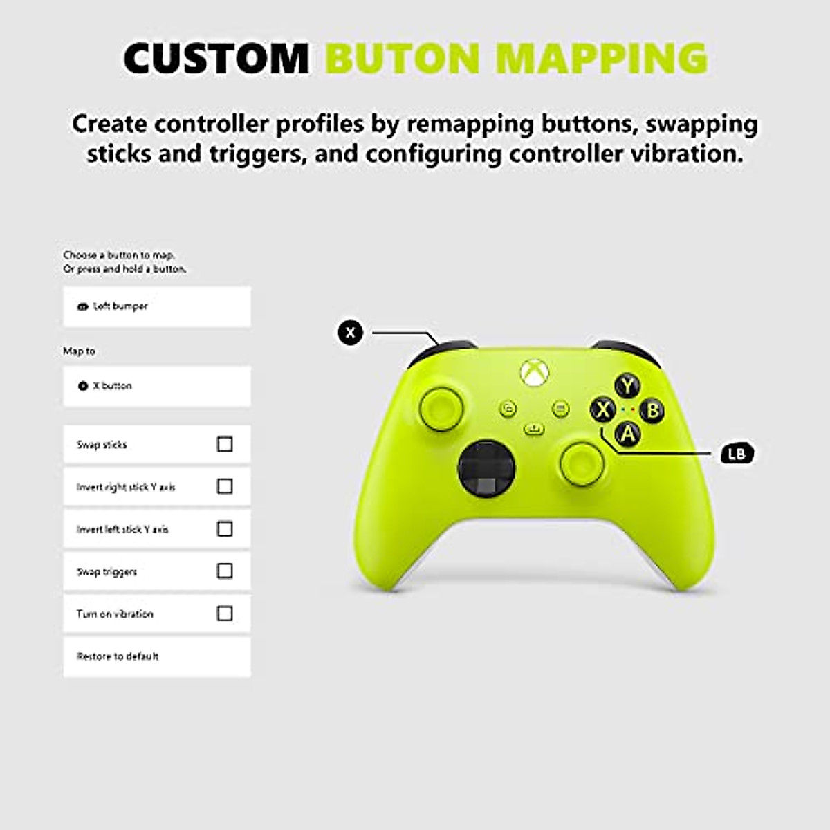 Xbox Core Wireless Controller – Electric Volt – Xbox Series X|S, Xbox One, and Windows Devices