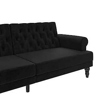 Novogratz Cassidy Upholstered Futon, Black Velvet