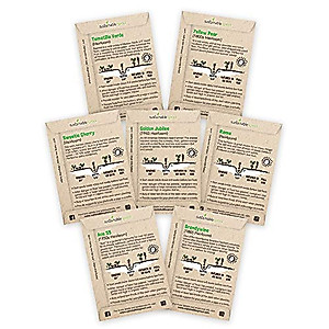Tomato Seeds for Planting Variety 7 Pack - Cherry, Brandywine Beefsteak, Yellow Pear, Golden Jubilee, Plum Roma, Tomatillo Verde, Ace 55 - Heirloom Tomato Seeds for Your Organic Garden - 100% Non GMO