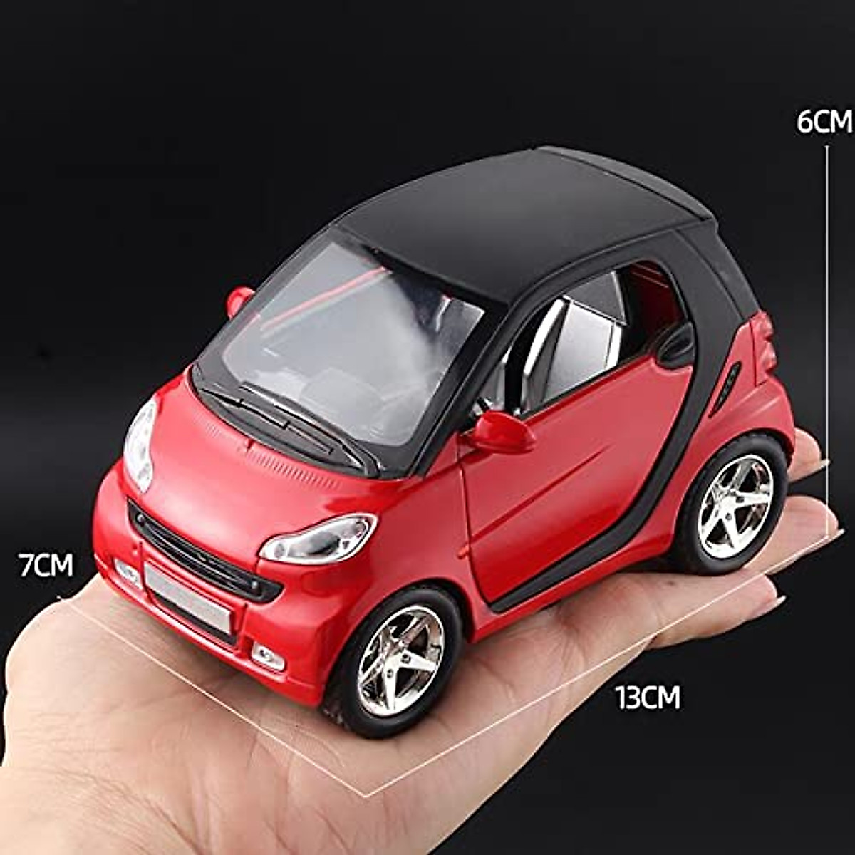 NC Red Pull Back Car Diecast Car Model Collectible Toy Scale 1/32 for Smart Fortwo