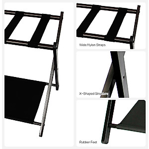 Yuihochic Luggage Rack, Pack of 2, Suitcase Stand with Fabric Storage Shelf ,for Guest Room,Bedroom,Hotel, Foldable Painted Steel Frame (Package Quantity 2)