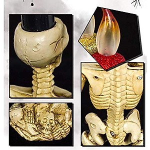 Christmas Candle Light, Skeleton Skull Candle Holder Light Flameless Lights Lamps Indoor Outdoor Battery Operated Flameless Candles for Halloween Festival Home Party Bar Decoration - Silver