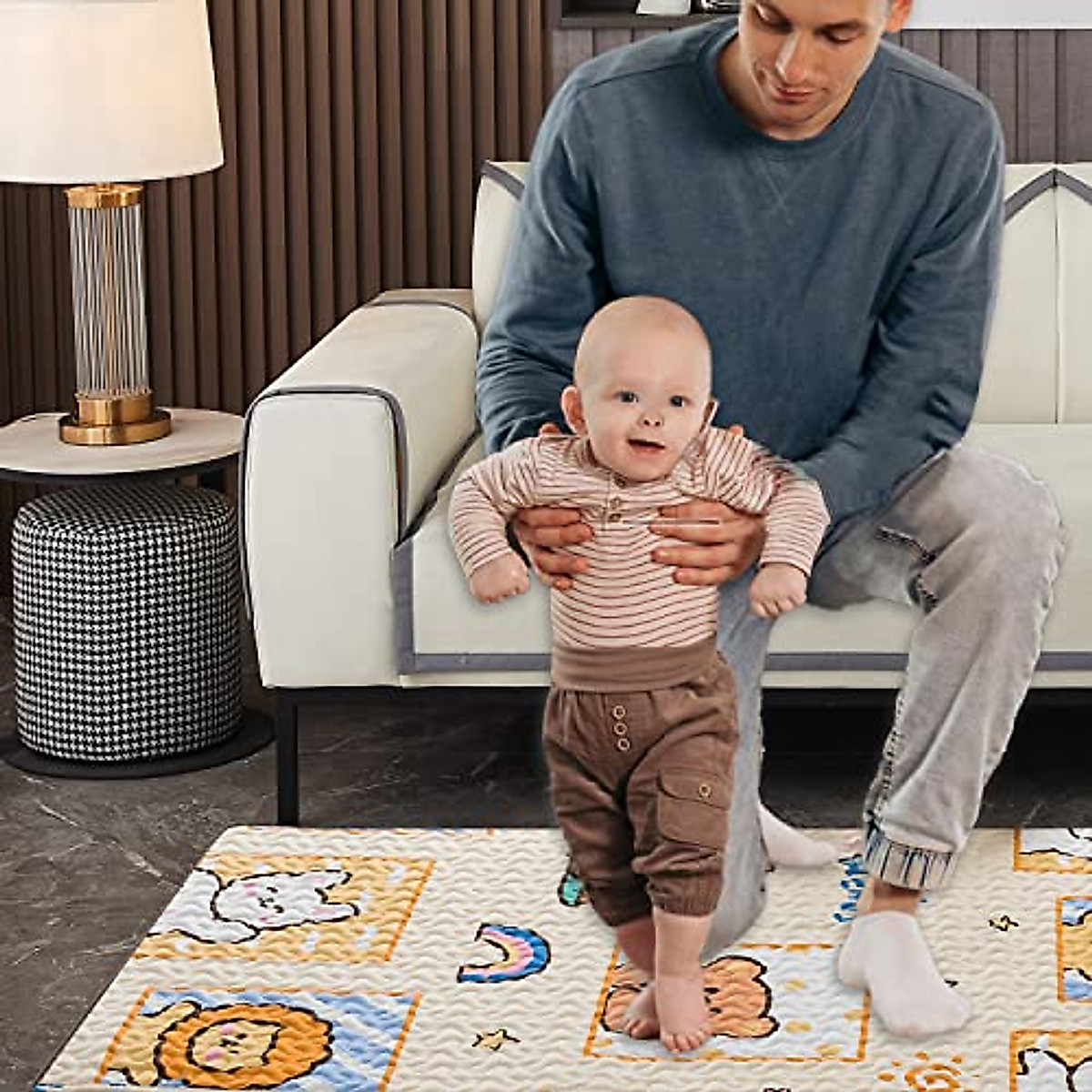 Baby Playpen Mat 50" X 50" Baby Play Mat,[PLAYPEN NOT Included!!] Thicken One-Piece Crawling Mat,Non Slip Washable Baby Mats for Playing, Baby Playmat Floor Mat for Babies, Toddlers