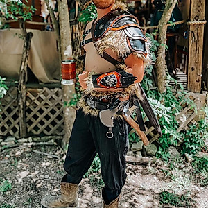 Men's Ankle Banded Pants Medieval Viking Navigator Pirate Costume Trousers Renaissance Gothic Pants, Black, Medium