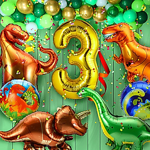 17 Pieces Dinosaur Balloons Dinosaur Party Balloons Dino Foil Aluminum Helium Balloons Giant Dinosaur Party Supplies for Birthday Baby Shower Jungle Theme Party Decorations (3rd Birthday)