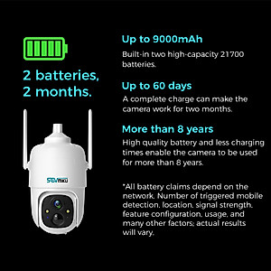 SOVMIKU CQ1S 2K Battery Security Camera Wireless Outdoor, PIR Motion Detection, Two-Way Audio, 360° View Pan/Tilt, Easy to Setup, Night Vision, Audible Flashlight Siren,SD Slot