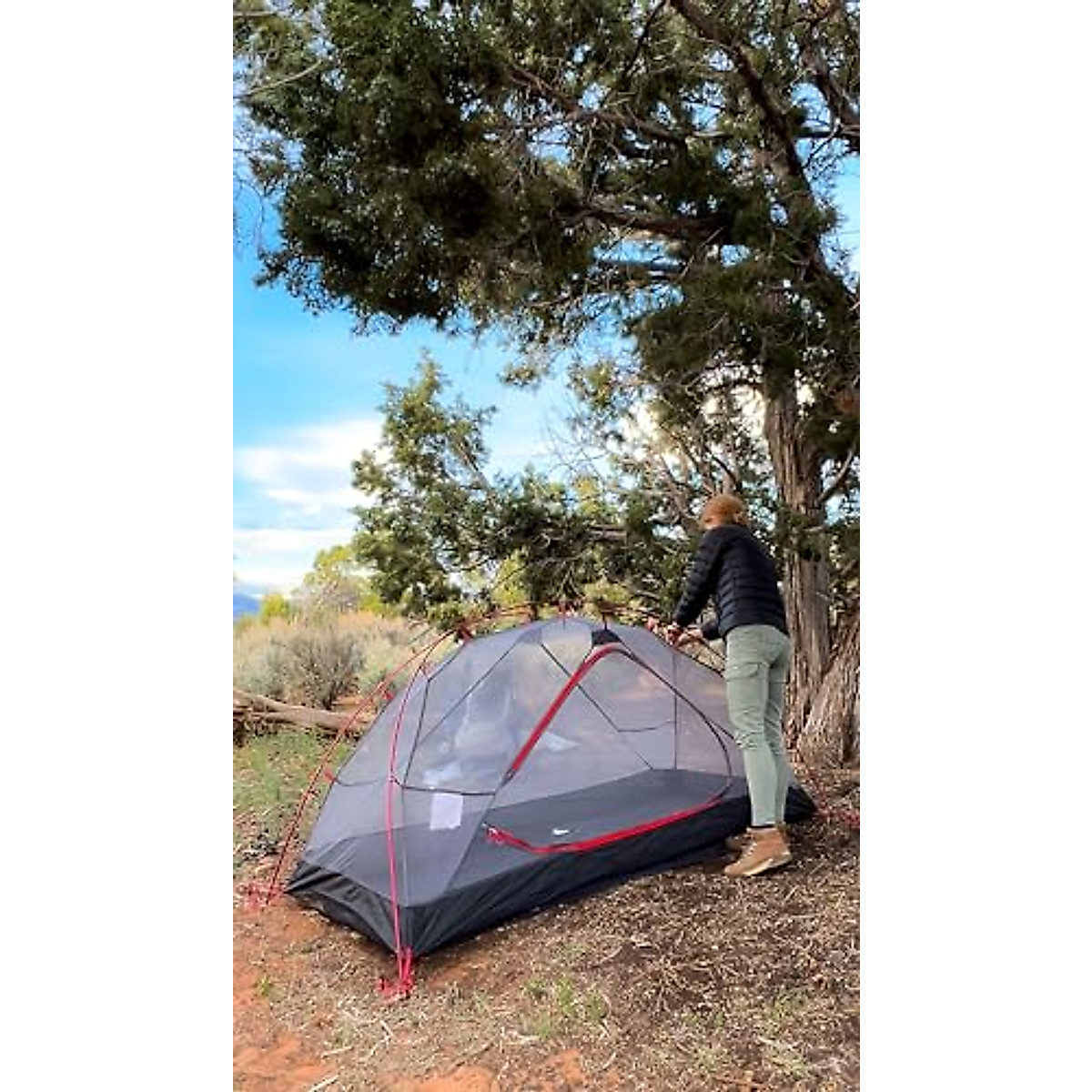 ALPS Mountaineering Helix 1-Person Tent, Charcoal/Red