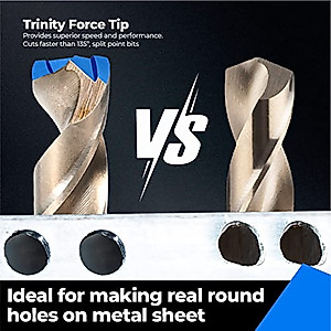 AugTouf 5/16" inch Tri-Blade Tip Cobalt Drill Bits(5Pcs), M35 High Speed Steel Jobber Length Twist Drill Bit Set for Hardened Metal, Stainless Steel and Cast Iron