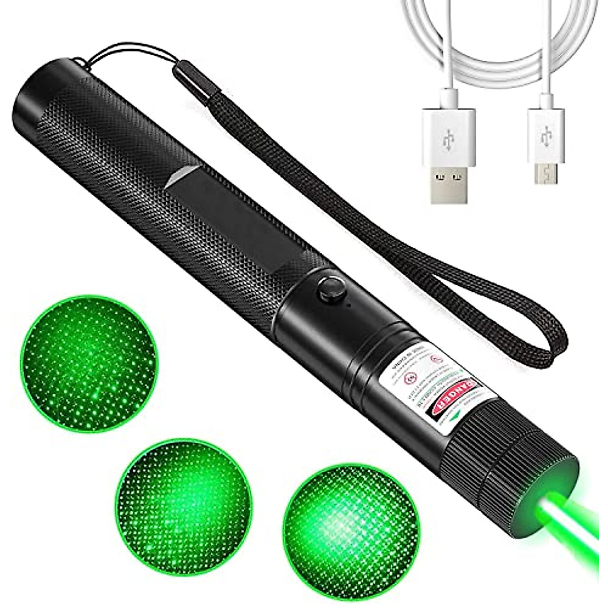 Green Laser Pointer, Long Range Green High Power USB Rechargeable Laser Pointer Pen for presentations Astronomy Hunting