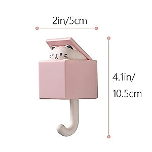 DONGJINGO Hidden Cat Wall Hanging Hook Seamless,Fun Adhesive Kids Wall Hooks, Utility Cat Hook for Wall Hanging Decorations (6pcs)