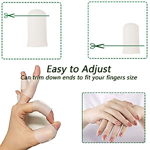 Kris-kikomy Gel Finger Protectors Finger Caps Silicone Fingertips Protection - Finger Cots Great for Trigger Finger, Finger Arthritis, Finger Cracking and Other Finger Pain Relief (Medium)