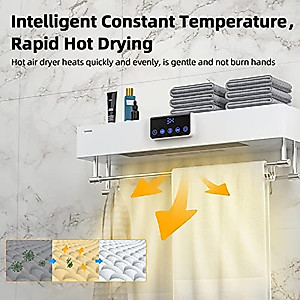 Towel Warmers for Bathroom,Zomhusea Intelligent Towel Dryer 500W Wall Mounted Drying Racks Home Hanging Racks Electric Heated Towel Racks for Pool,Laundry Room,Cloakroom