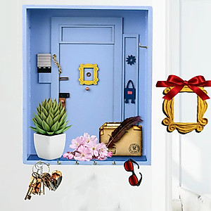 Qivine Friends Key Holder for Wall, Hanging Friends Merchandise Wall Mounted Key Holder, Blue Friends TV Show Merchandise Key Holder Wall, Friends TV Show Gifts Home Key Holder for Wall