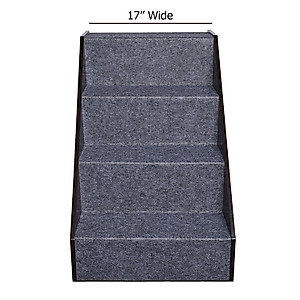 Arf Pets Wood Dog Stairs, 4 Levels Height Adjustment Wide Pet Steps for Dogs and Cats, Foldable