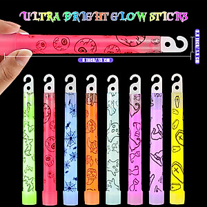 Jenaai 48 Pcs Halloween Assorted Glow Stick Hanging Wands Glow in the Dark Party Favors Halloween Party Favors Supplies Halloween Goodie Bag Fillers, 8 Styles