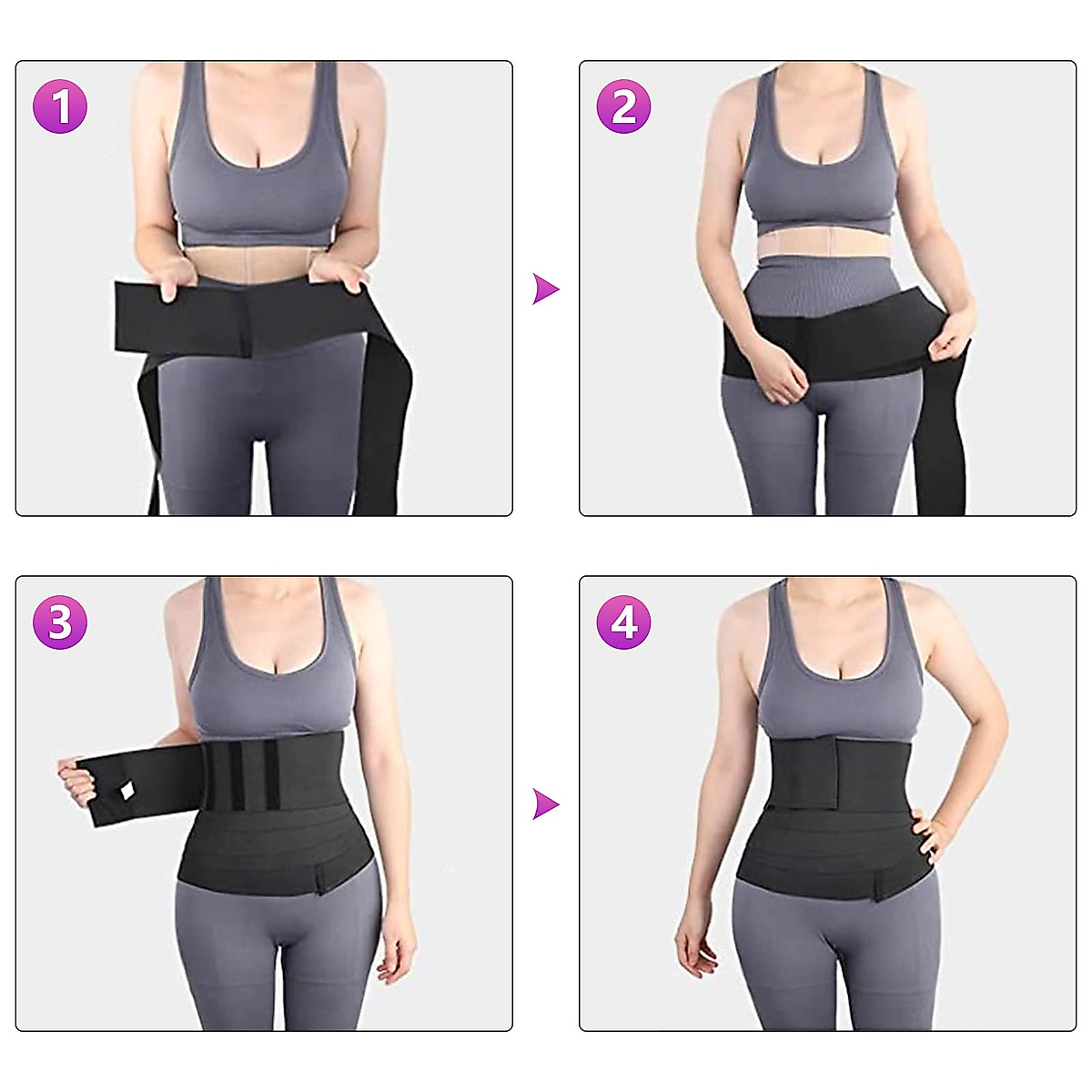 JangBe Waist Trainer for Women with Loop Wrap Around Waist Trainer Plus Size Invisible Workout Waist Trimmer for Gym Black