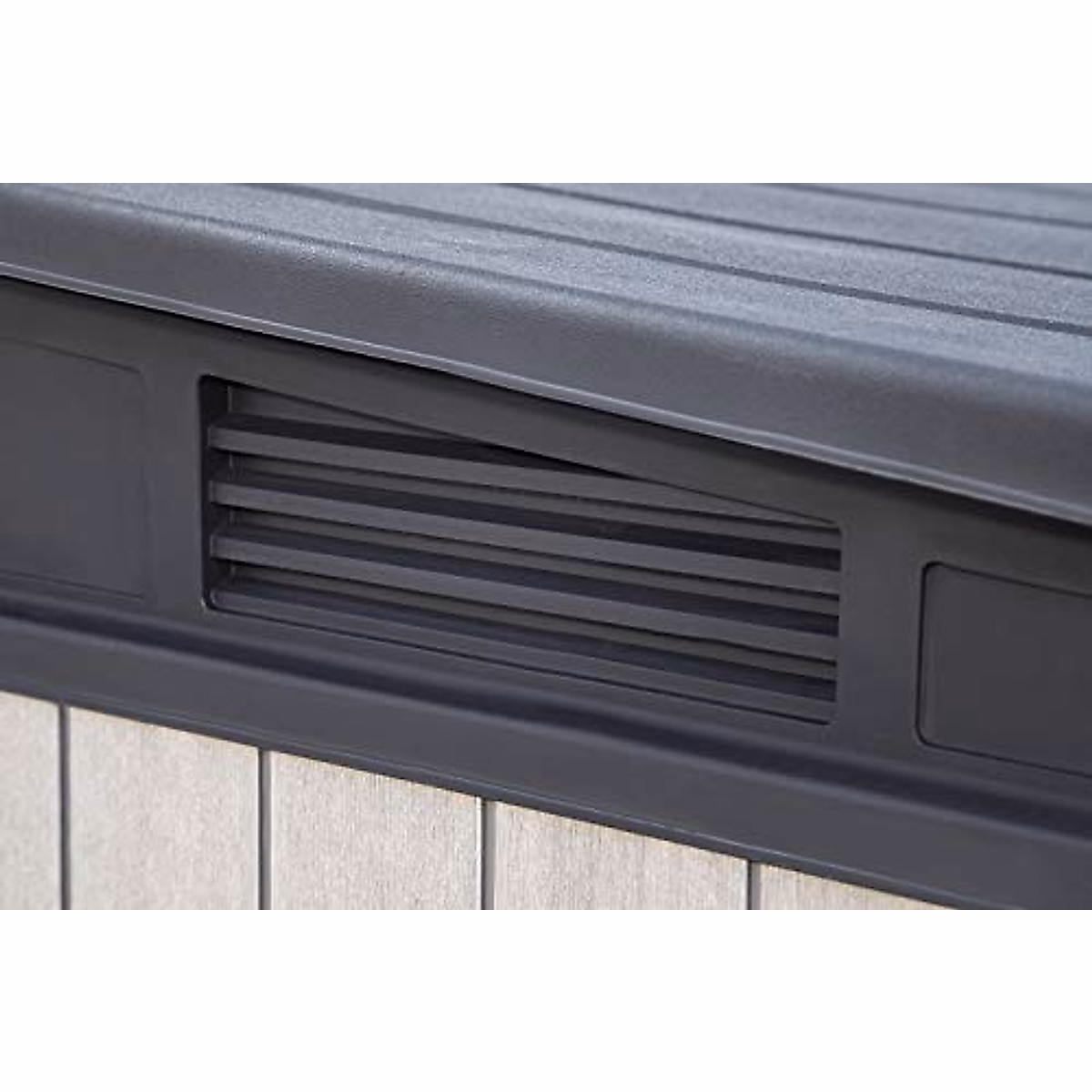 Keter Elite Store 4.6 x 2.7 Foot Resin Outdoor Storage Shed with Easy Lift Hinges, Perfect for Trash Cans, Yard Tools, and Pool Toys, Grey