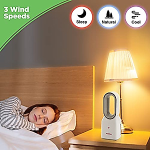 NUMIFUN Bladeless Table Fan USB Rechargeable Desk Fan Ultra Quiet Portable Fan for Tabletop Nightstand Underdesk Touch Control, 3 Winds Speeds, 13 Inches