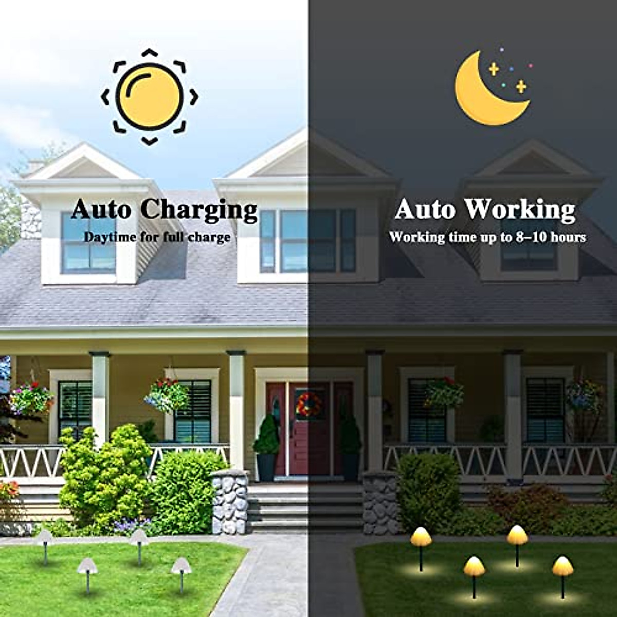 T4U888 30 PCS Mushroom Solar Lights, 8 Modes Outdoor Fairy Lights with 800Mah Battery Waterproof Garden Light for Backyard Wedding Christmas Party(Warm White-1)