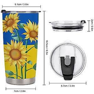 LALIHRLAL I Love Ukraine Flag Sunflower Tumbler Insulated Stainless Steel Travel Tumbler Car Cup With Lid 20 OZ