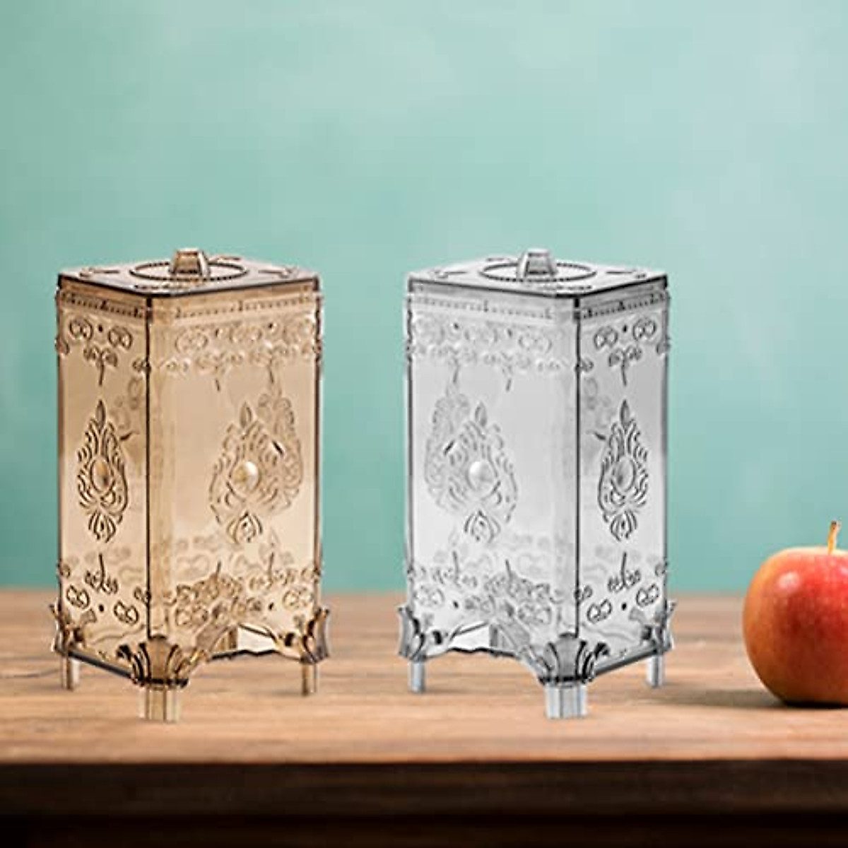 Zerodeko Cotton Swab Ball Qtip Holder: Cotton Pad Jar Plastic Container Dispenser Box Embossed Box for Bathroom Home Storage Organizer 2Pcs