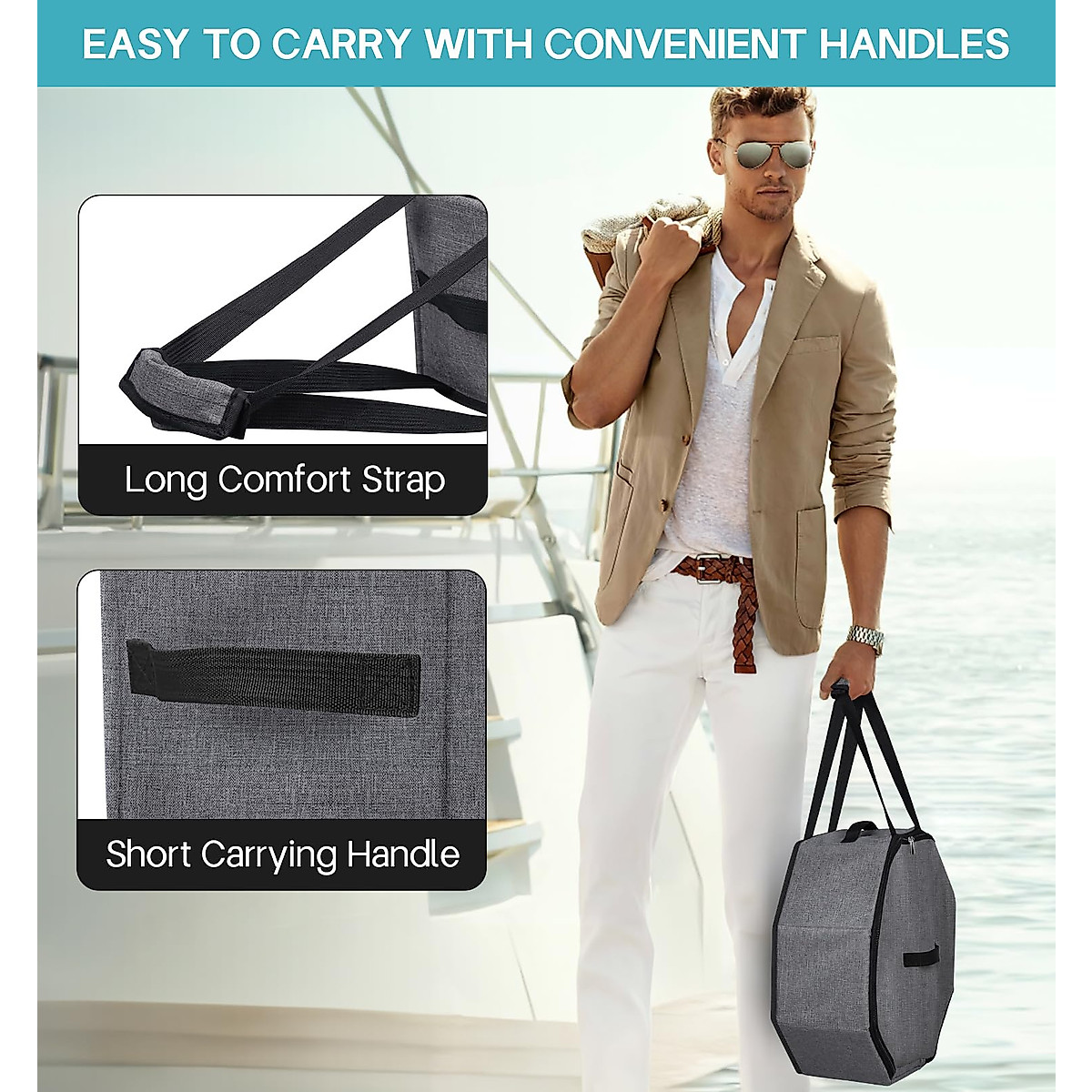 SLEEPING LAMB Hat Box for Travel and Storage, Collapsible Hat Case Cowboy Cap Hat Organizer for Closet with Handles Hat Boxes for Men and Women Storage Large Hat Bag Carrier with Cardbord, Grey