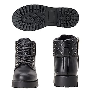 Vince Camuto Girls' Biker Boots - Quilted Chunky Combat Moto Biker Work Boots (Little Girl/Big Girl), Size 1.5, Black
