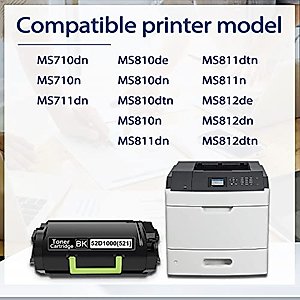 52D1000 521 Toner Cartridge：DRA Compatible Replacement for Lexmark MS710 MS811dtn MS811dn MS810n MS810dn MS710n MS711dn MS810dtn MS710dn MS810de MS811n Printer (2 Pack, Ink Cartridge), Black