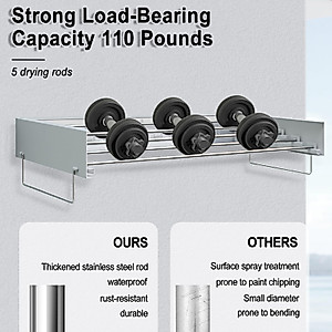 CROSDE Clothes Drying Rack Foldable, Wall Mounted Retractable Clothing Laundry Rack, Space Saving Heavy Duty Hanger Dryer Rack for Indoor Outdoor, 110 lb Capacity (Silver 32'')