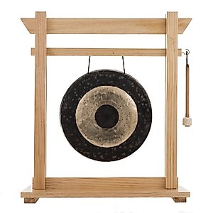 14" Gongs on the Moksha Joe Gong Stand - Pine - Includes Gong of Your Choice, Stand, & Mallet/Perfect for Meditation & Sound Healing/Traditional Chinese Bronze Gong