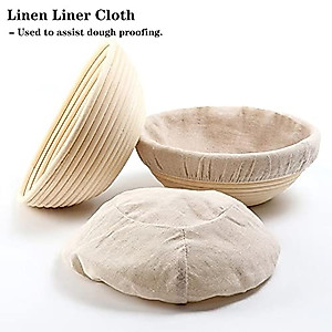 2 Pcs 7 Inch Round Banneton Bread Proofing Basket - Baking Bowl Brotform for Dough Rising Gifts for Bakers with Cloth Linen Cover