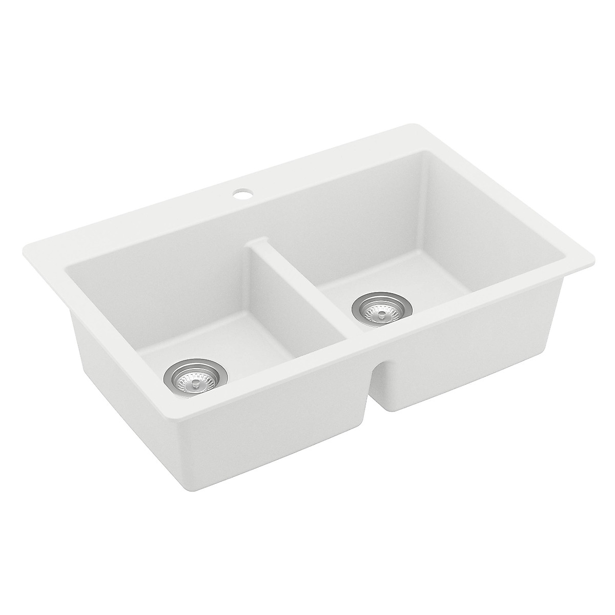 Karran QT-810 33" Top Mount Double Equal Bowl Quartz Kitchen Sink in White