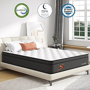 Sweetnight Queen Mattress in a Box - 12 Inch Pillow Top Queen Size Mattress, Gel Memory Foam Hybrid Mattress with Individually Pocketed Springs for Support & Comfort Sleep, Siesta, Black